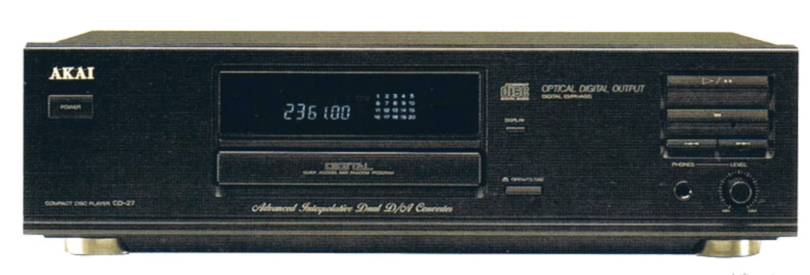 Akai CD-27 – נגן CD קלאסי עם ממיר 18-bit ויציאות דיגיטליות