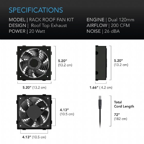 סט מאווררים ובקר מהירות לארון תקשורת AC INFINITY RACK ROOF FAN KIT